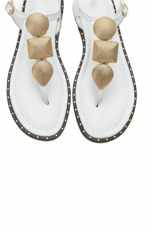 FOREVER & ALWAYS SHOES Giulia Leather Flat Sandal - White Leather