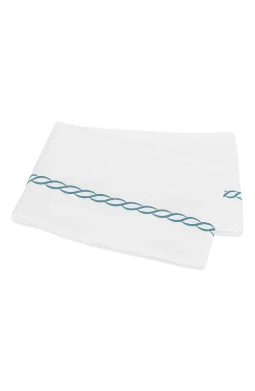 MATOUK Classic Chain Cotton Percale Flat Sheet - Aqua