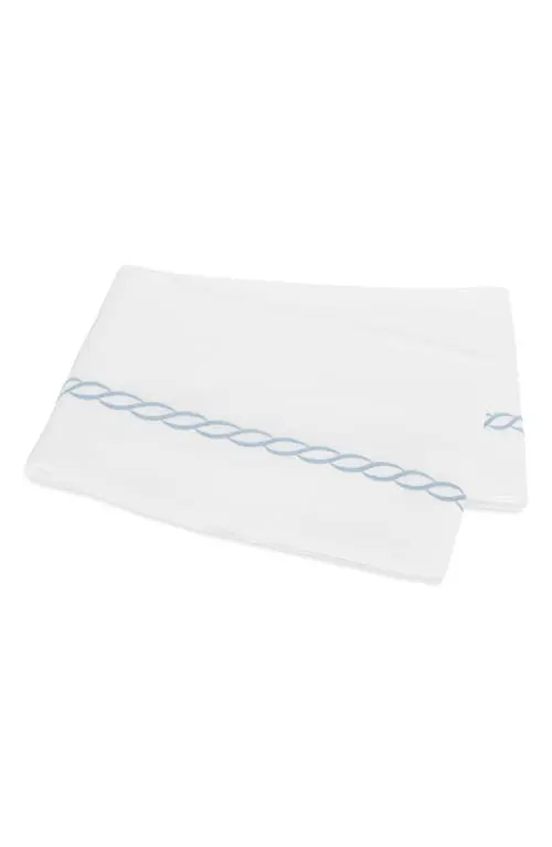 MATOUK Classic Chain Cotton Percale Flat Sheet - Light Blue