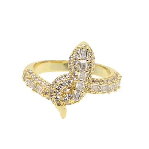 MAZIN JEWELS Pave Snake Cocktail Ring - Gold