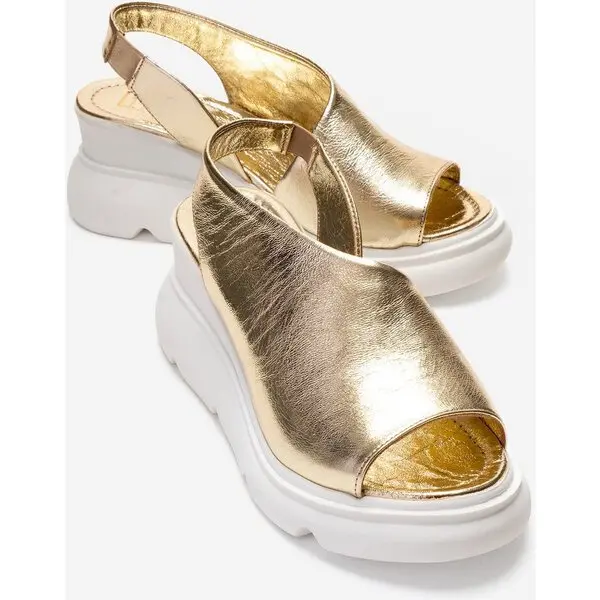 FOREVER & ALWAYS SHOES Agusto Leather Platform Sandals - Gold