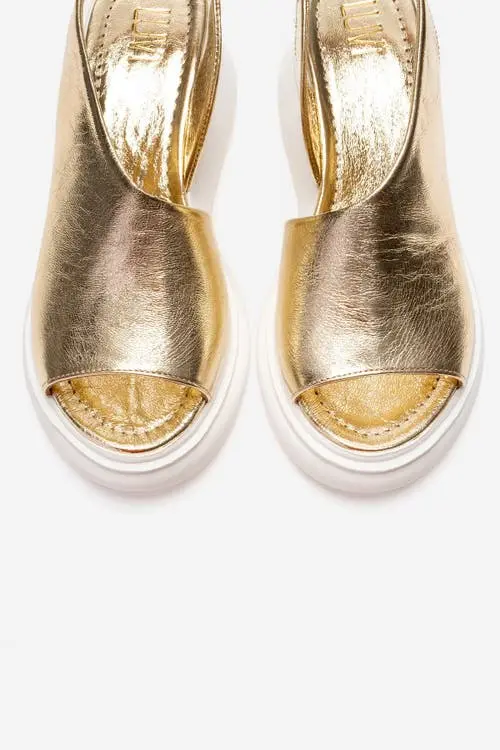 FOREVER & ALWAYS SHOES Agusto Leather Platform Sandals - Gold
