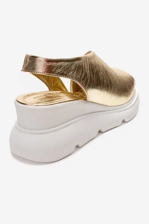 FOREVER & ALWAYS SHOES Agusto Leather Platform Sandals - Gold