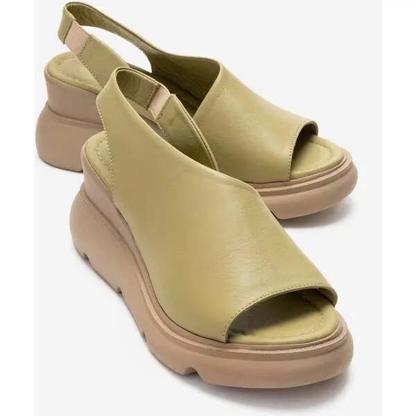 FOREVER & ALWAYS SHOES Agusto Leather Platform Sandals - Green