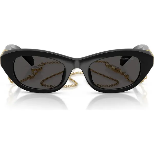 SWAROVSKI 50mm Pillow Sunglasses With Chain - Black/dark Grey