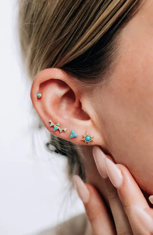 Anzie Clo Turquoise Trio Single Stud Earring