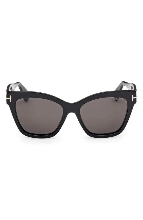 TOM FORD Elvira Butterfly Sunglasses - Shiny Black  / Smoke