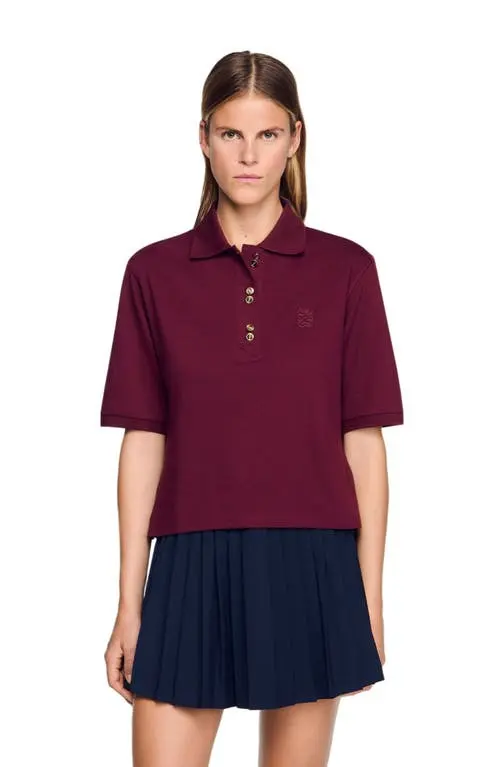 Sandro Short-sleeve Polo Shirt With Embroidery
