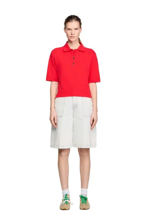 Sandro Short-sleeve Polo Shirt With Embroidery