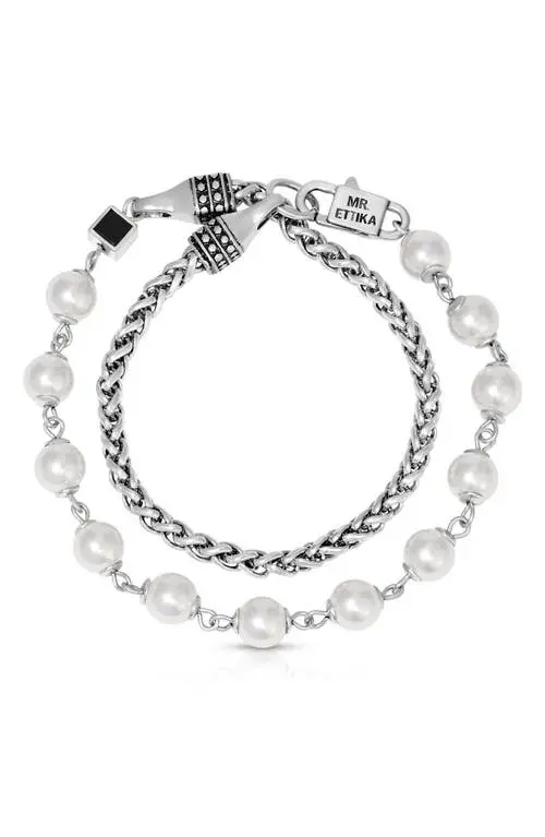 MR. ETTIKA Ettika Layered Faux Pearl Bracelet - Silver