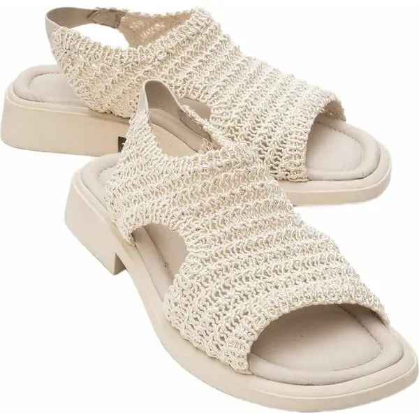 FOREVER & ALWAYS SHOES Weave Leather Sandals - Beige Leather