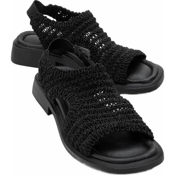 FOREVER & ALWAYS SHOES Weave Leather Sandals - Black Leather