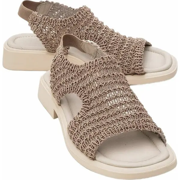 FOREVER & ALWAYS SHOES Weave Leather Sandals - Dark Beige Leather