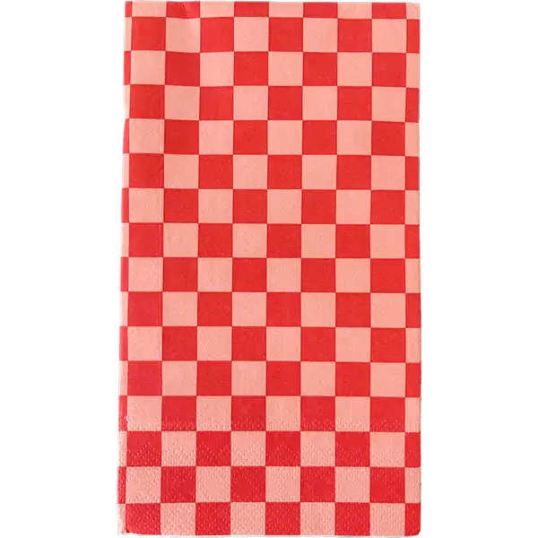 JOLLITY & CO Checkered Guest Napkins - Cherry Crush