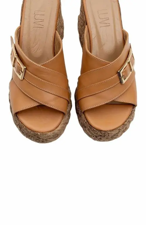 FOREVER & ALWAYS SHOES Palmas Leather Platform Sandal - Brown Leather