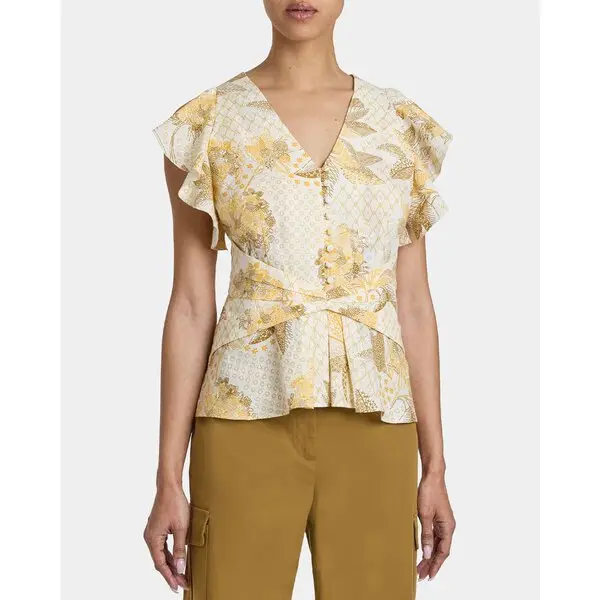 Santorelli Ella Floral Cotton Cloqué Blouse