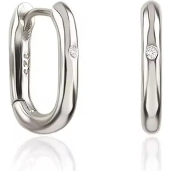 MAZIN JEWELS Simple Lock Huggie Earrings - Silver
