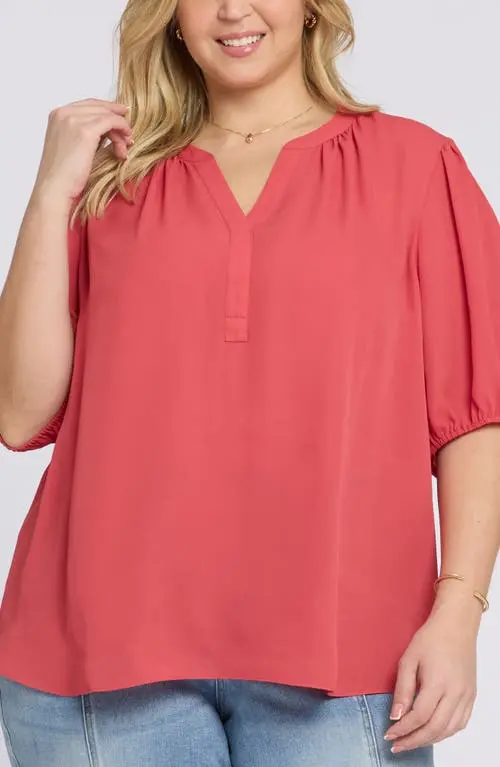 NYDJ Puff Sleeve Popover Top - Chrysanthemum