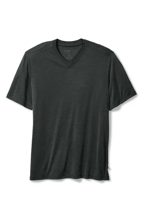 Tommy Bahama Bay Stripe Islandzone® V-neck Performance T-shirt - Coal