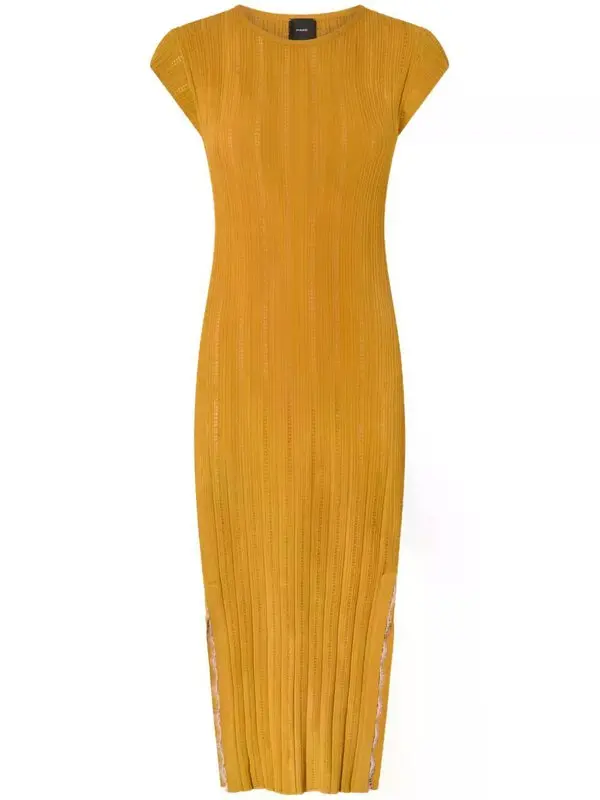 Pinko Ribbed Midi Dress In Yellow - 60% Off | Editorialist