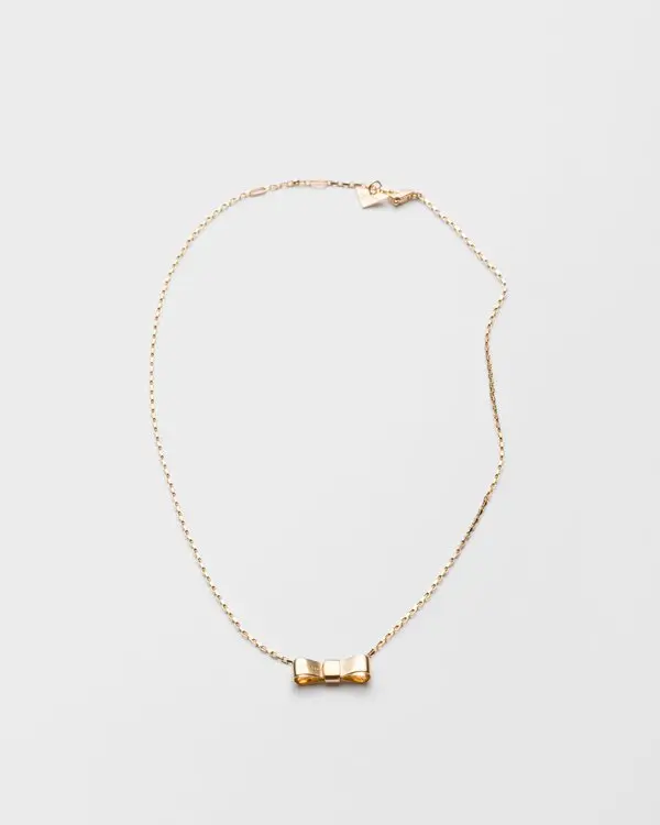 Prada Eternal Bow Pendant Necklace - Gold