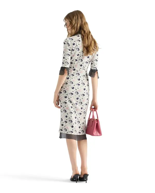 Prada Printed Georgette Sheath Dress - Neutral