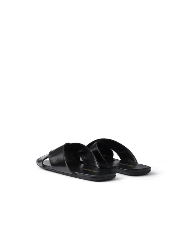 Prada Brushed Leather Slides
