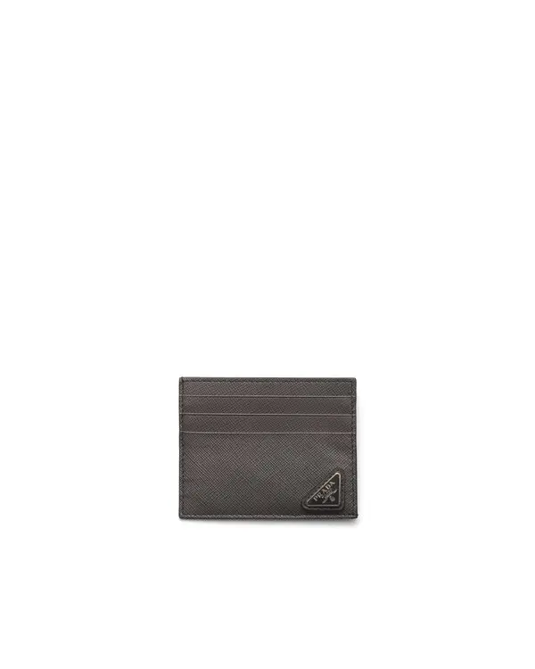 Prada Saffiano Leather Card Holder - Grey
