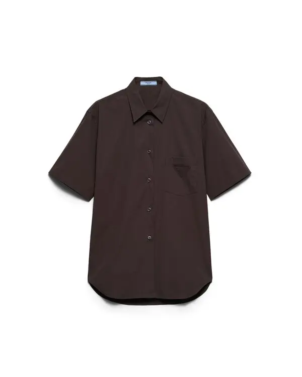 Prada Stretch Poplin Short Sleeve Shirt - Brown