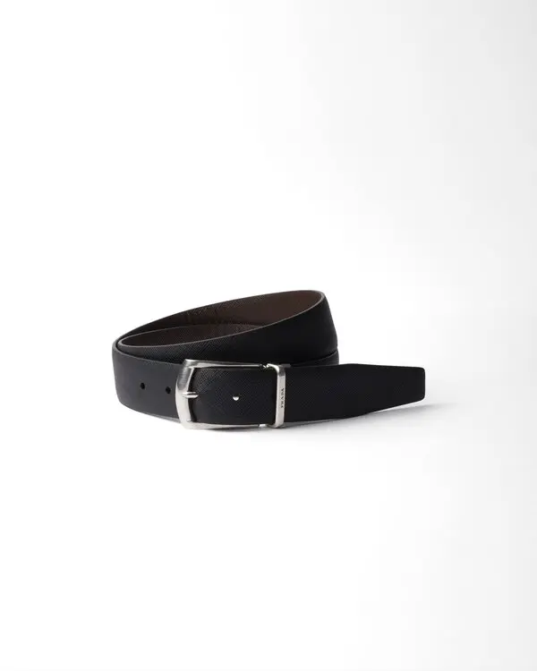 Prada Reversible Saffiano Leather Belt - Black