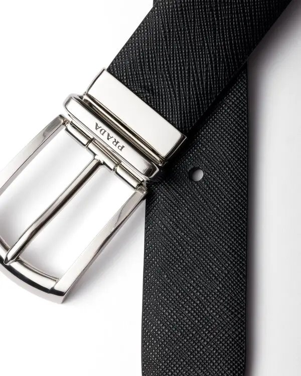 Prada Reversible Saffiano Leather Belt - Black