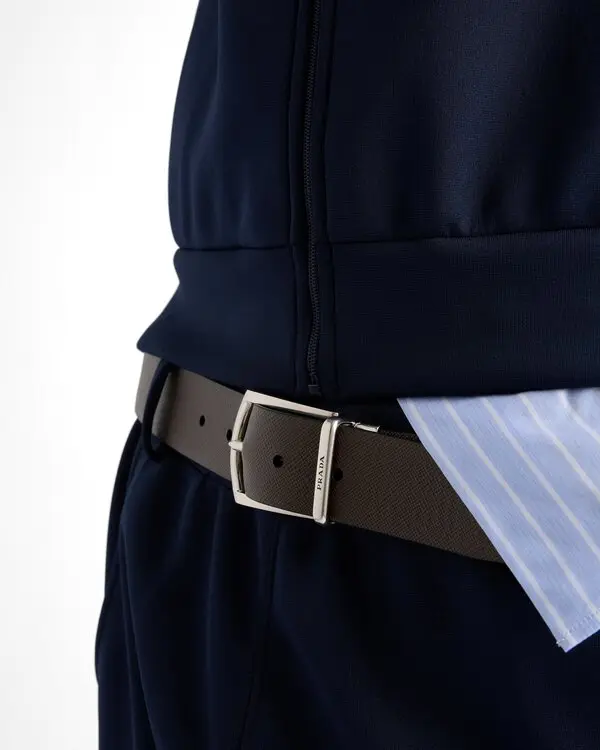 Prada Reversible Saffiano Leather Belt - Black