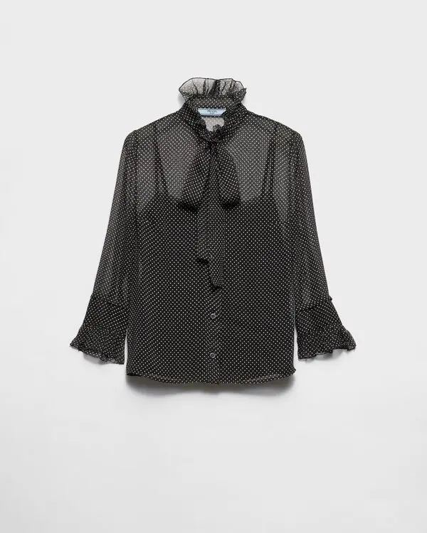 Prada Polka-dot Silk Chiffon Shirt