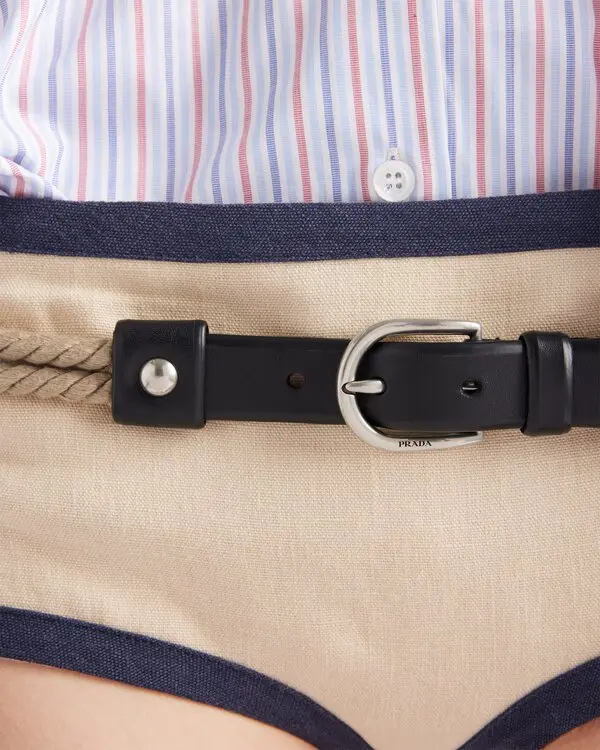 Prada Leather And Cord Belt
