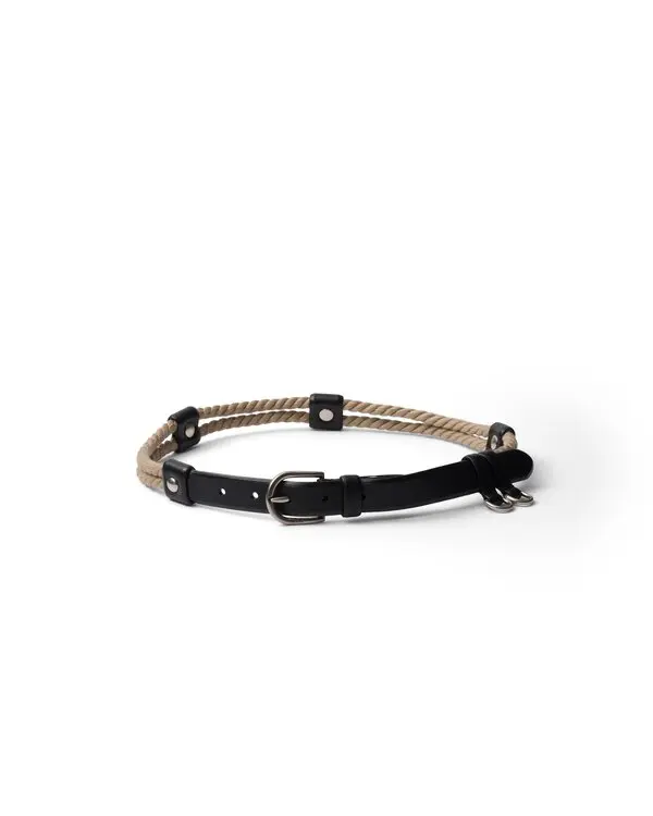 Prada Leather And Cord Belt - Black