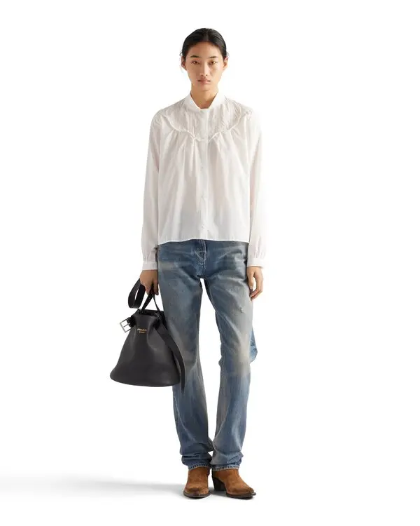 Prada Embroidered Batiste Shirt