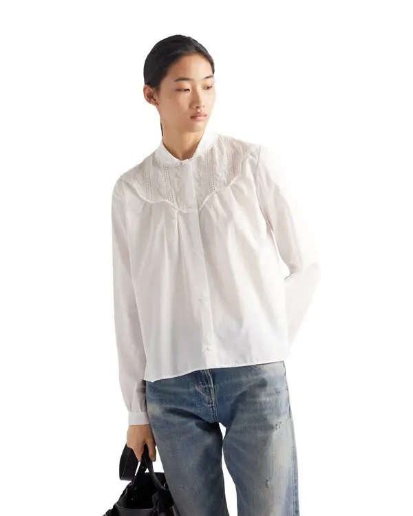 Prada Embroidered Batiste Shirt