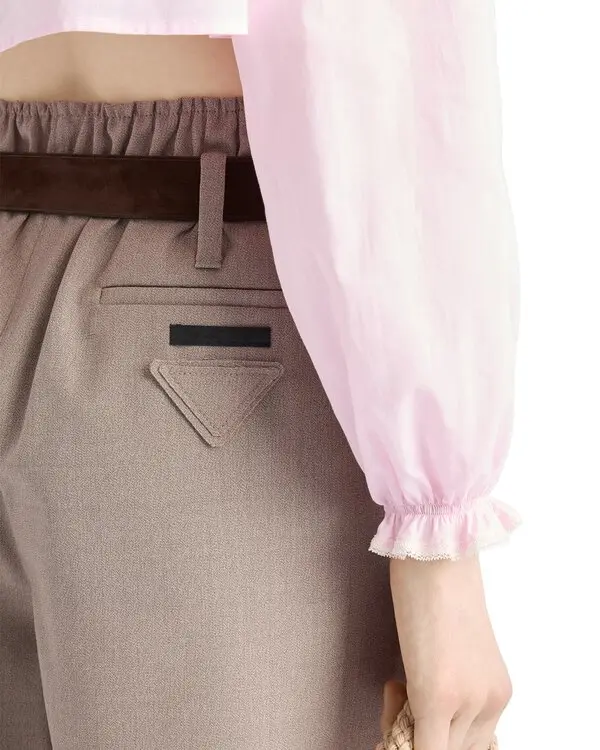 Prada Mouliné Wool Shorts - Neutral