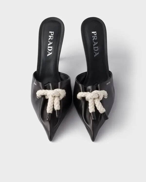 Prada Nappa Leather Mules With Cord Detail