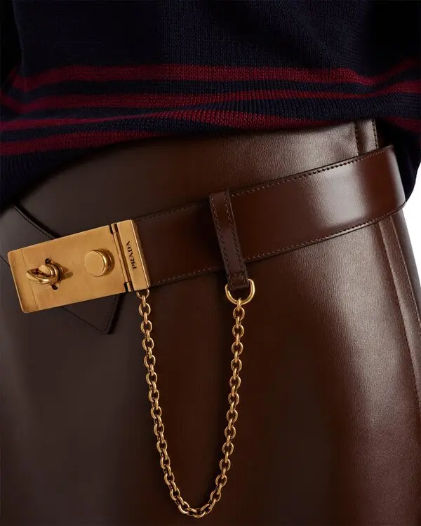 Prada Leather Miniskirt - Brown