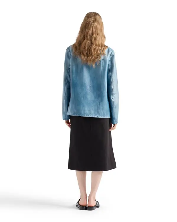 Prada Nappa Leather Jacket - Blue | Editorialist