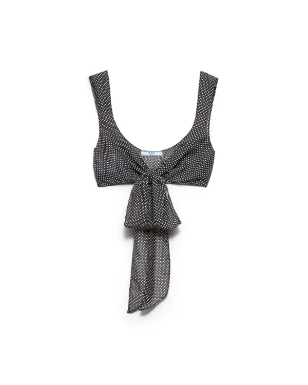 Prada Polka-dot Silk Chiffon Bralette Top