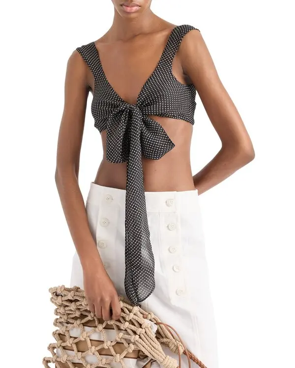 Prada Polka-dot Silk Chiffon Bralette Top