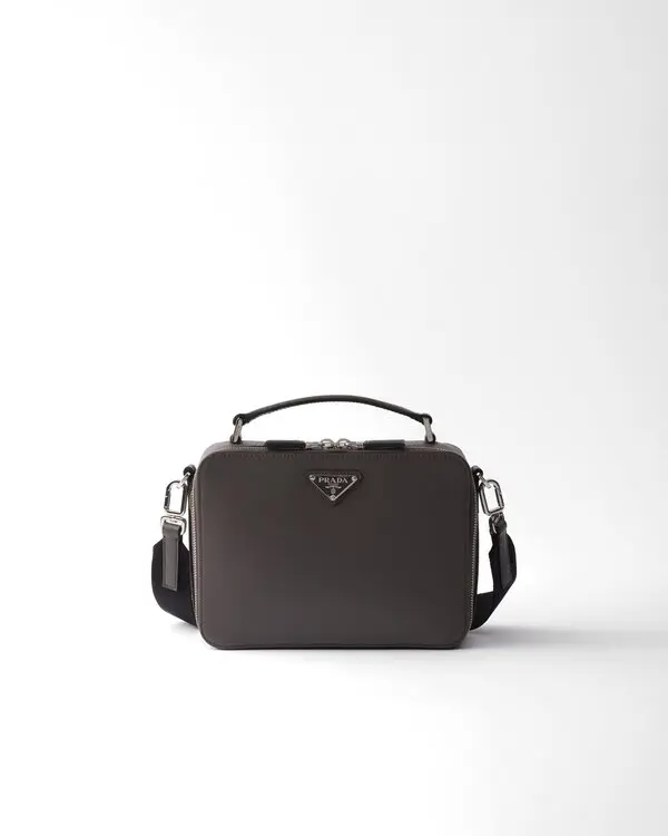 Prada Brique Medium Saffiano Leather Bag - Grey