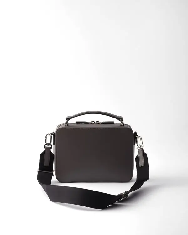 Prada Brique Medium Saffiano Leather Bag - Grey