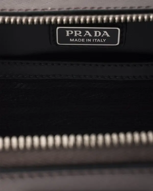 Prada Brique Medium Saffiano Leather Bag - Grey