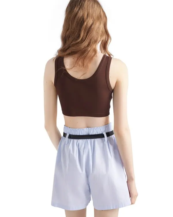 Prada Ribbed Knit Crop Top - Brown