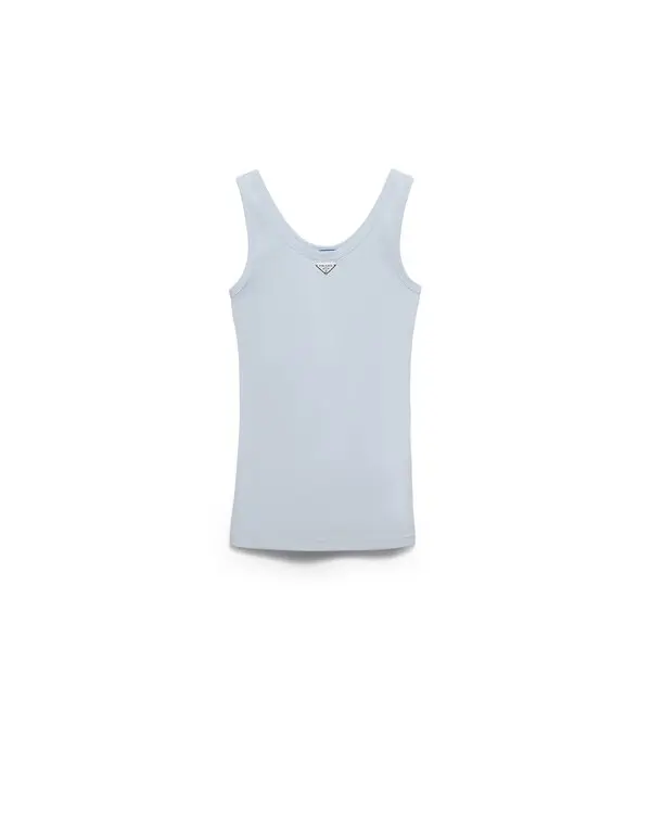 Prada Ribbed Knit Tank Top - Light Blue