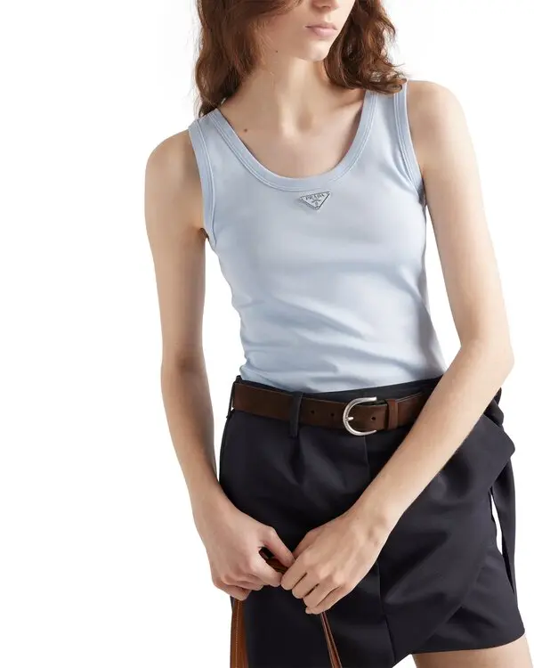 Prada Ribbed Knit Top - Light Blue
