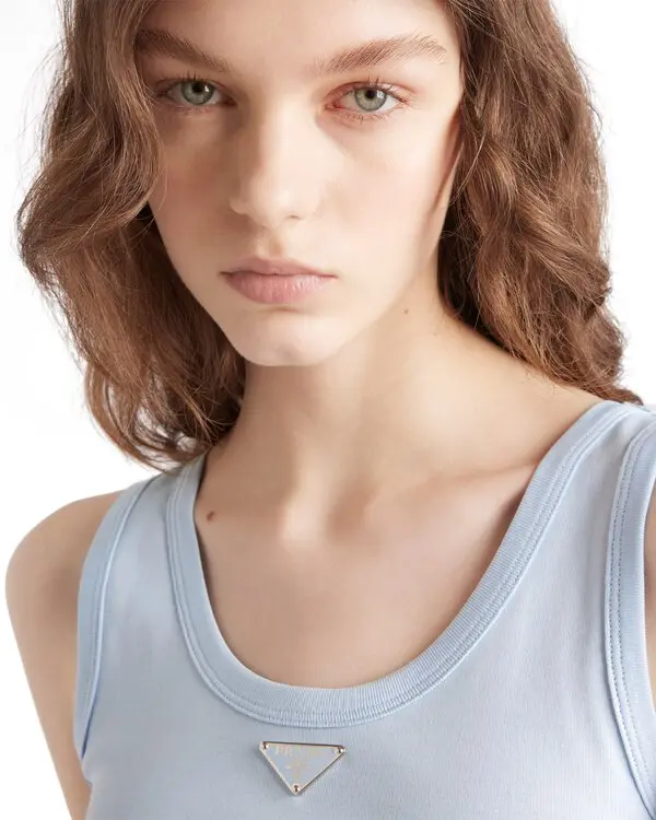 Prada Ribbed Knit Top - Light Blue